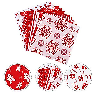 EXCEART Patchwork Fabric 50pcs Christmas Cotton Fabric Christmas Quilting Fabric Bundles Snowflake Santa Tree Patterns for Christmas Holiday DIY Craft Sewing Quilted