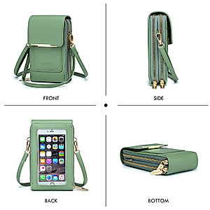 Roulens Small Crossbody Cell Phone Purse for Women, Touch Screen Bag Shoulder Handbag Wallet with Credit Card Slots
