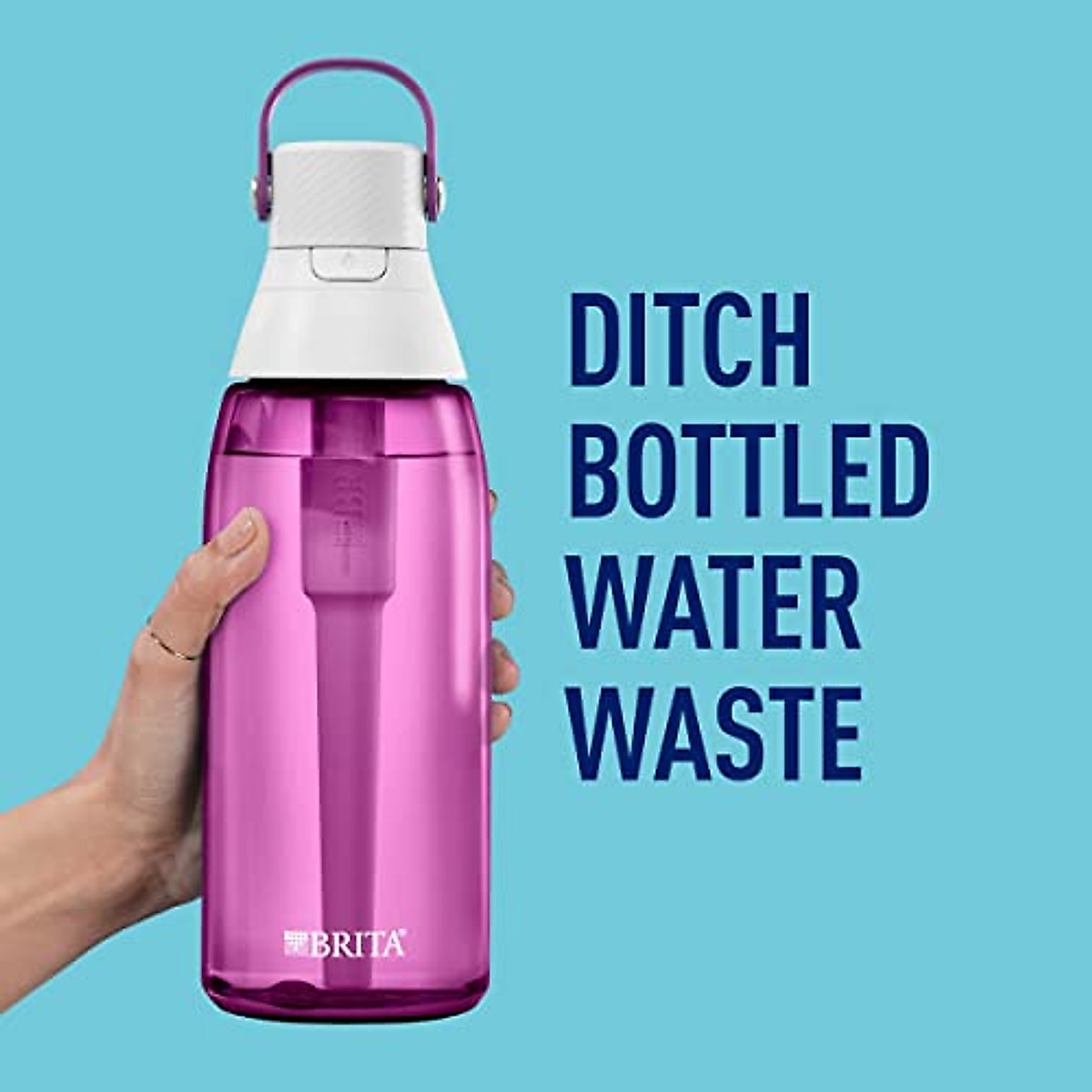 Brita Insulated Filtered Water Bottle with Straw, Reusable, BPA Free Plastic, Orchid, 36 Ounce