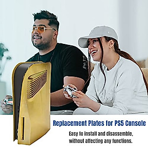 Electroplating Disc Edition Face Plates with Cooling Vents Cover Skins Shell Panels for PS5 Console, Playstation 5 Accessories Faceplate Protective Shell Replacement Plate (Electroplating Gold)