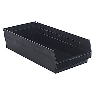 Quantum Storage QSB108BK 10-Pack 4" Hanging Plastic Shelf Bin Storage Containers, 17-7/8" x 8-3/8" x 4", Black