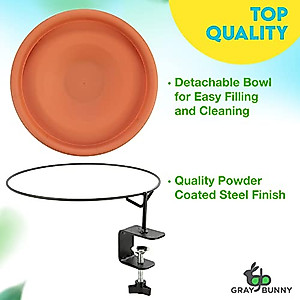 Bird Bath Bowl 12 Inches - Deck Mounted Bird Water Feeder, Large Bird Bath, Bowl Bird Baths, Hanging Bird Baths, Heavy Duty Sturdy Rust Resistant Steel Clamp, Detachable, Great Gift for Bird Lovers