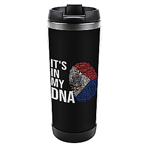 It's in My DNA Dutch Saint Martin Flag Travel Coffee Mugs with Lid Insulated Cups Stainless Steel Double Wall Water Bottle