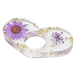 FarBoat Resin Dried Flower Thumb Support for Reading Aid Natural Style Bookmark Page Marker (Heart Shape Purple)