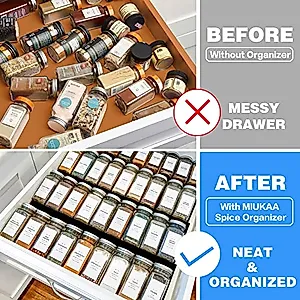 Spice Drawer Organizer, Black Acrylic 4 Tier 2 Set Expandable From 9" to 18" Seasoning Jars Drawers Insert, Kitchen Spice Rack Tray for Drawer/Countertop(Jars not included)