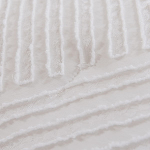 LAVACHEY Queen Comforter Set, White Boho Bedding Comforter Sets Extra Fluffy, Tufted Design Bed Comforter 3 Pieces (1 Comforter, 2 Pillowcases)