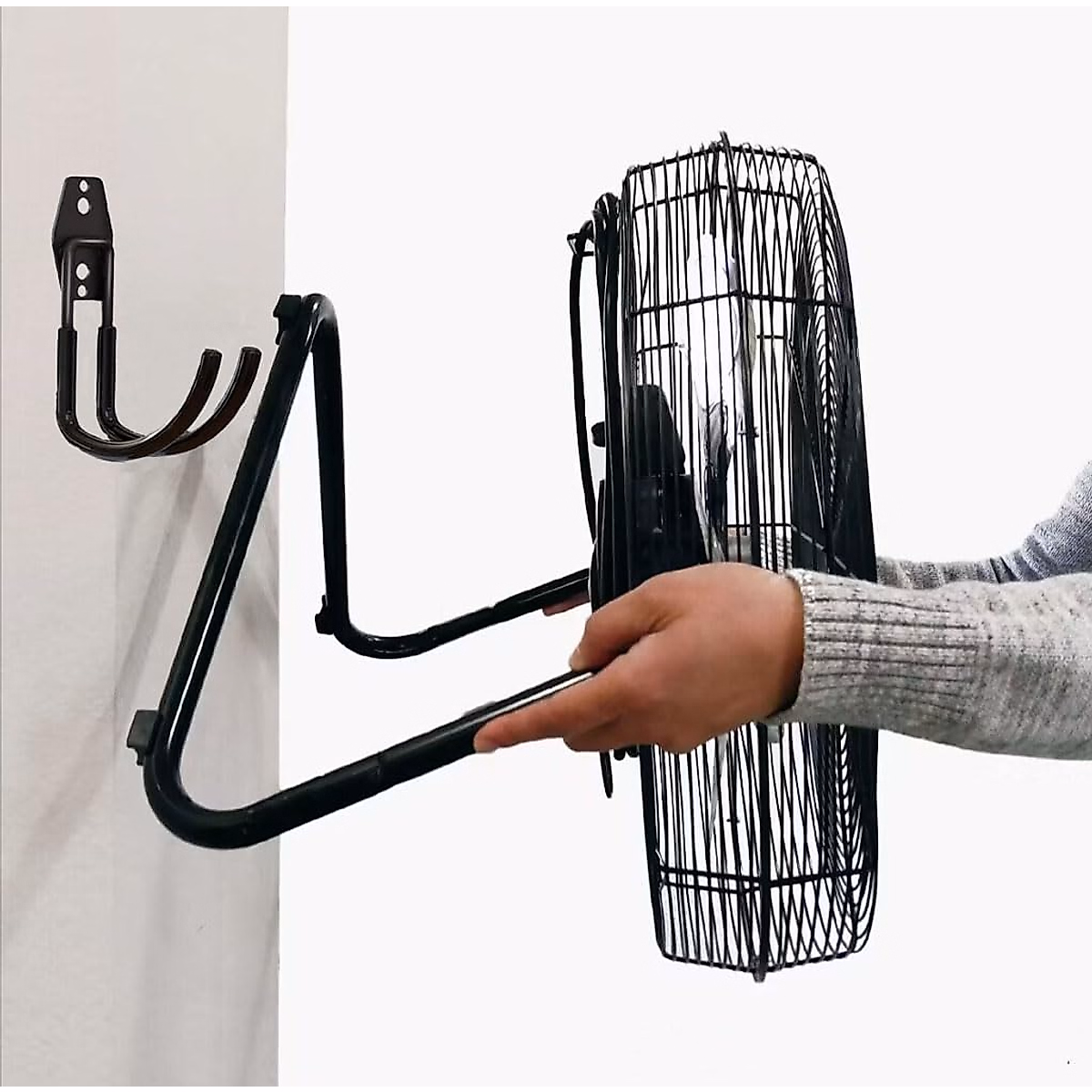 zoele Wall Mounting High Velocity Floor Fan Bracket, Wall Mount Industrial Grade Floor Fan Hook Hanger, Wall Fan Support Hook kit (Black)