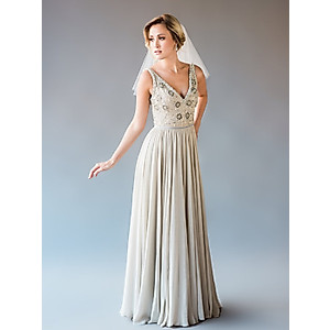 Aukmla Wedding Veil 1 Tier Short Bridal Veil Shoulder Length with Comb (15.74 Inches)