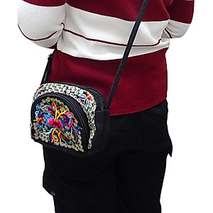 Honbay Yunnan Ethnic Style Handmade Embroidered Crossbody Bag Mini Canvas Shoulder Bag for Women and Girls