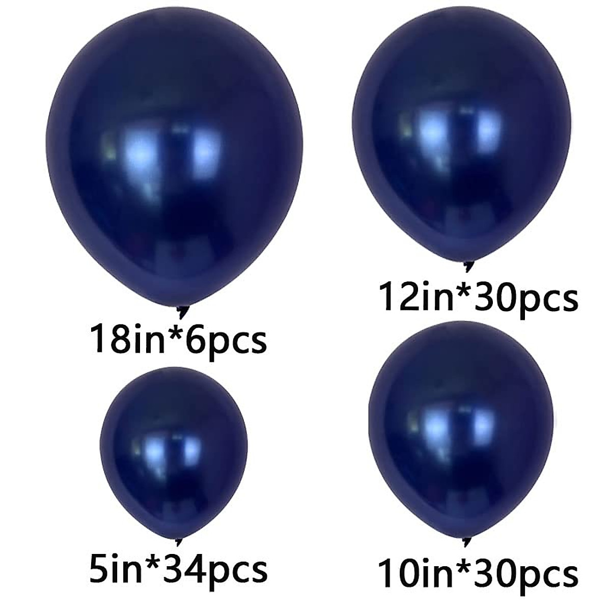100 Pack Navy Blue Balloons Different Sizes 18/12/10/5 Inch Party Balloon Kit Chrome Round Pearl Dark Blue Balloons for Wedding Graduation Baby Shower Birthday Christmas Party Decoration (Navy Blue)