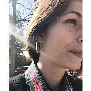 Sheila Fajl Everybody's Favorite Petite 1.5 Inch Tubular Lightweight Hoop Earrings for Women in Brushed 18k Gold Plated