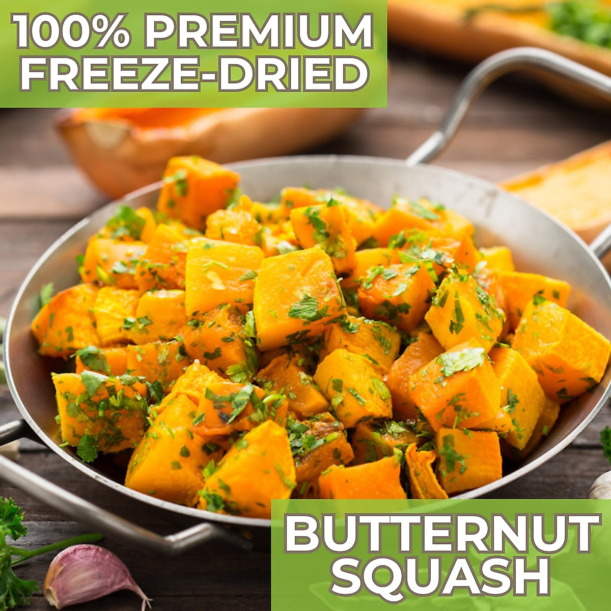 Nutristore Freeze Dried Butternut Squash | Vegetables for Healthy Snack or Long Term Storage | Emergency Survival Canned Food Supply | Bulk #10 Can Veggies | 25 Year Shelf Life | 24 Servings