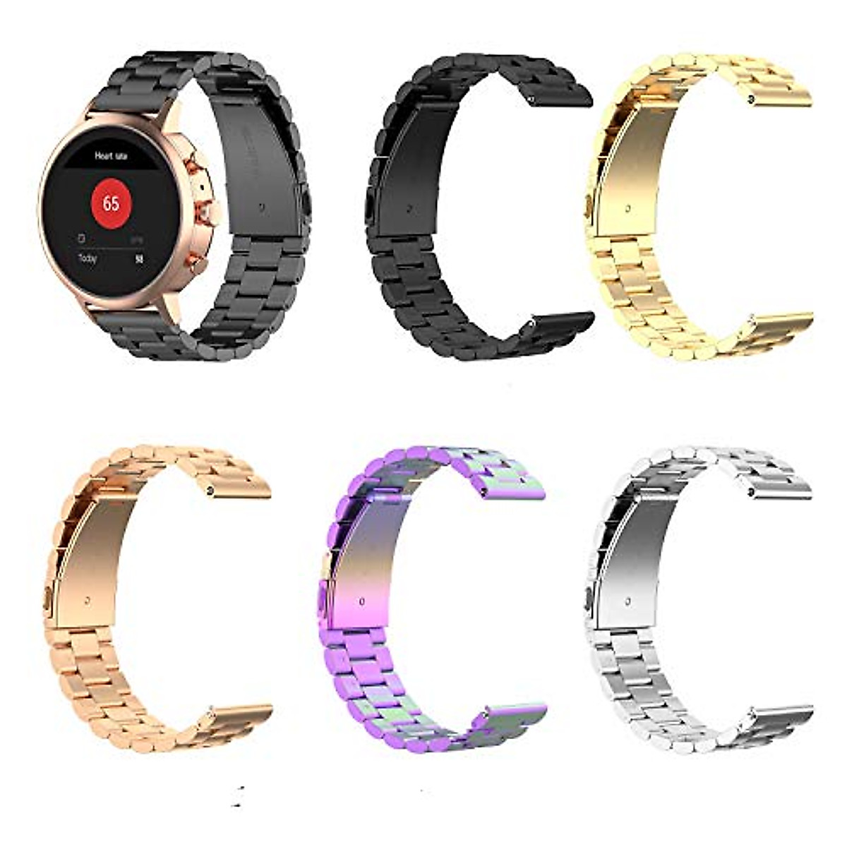 FitTurn 22MM Bands Compatible with Cubitt CT4/CT2 Pro Smartwatch, Replacement Metal Bracelet Premium Solid Stainless Steel Watch Band Strap Wristbands for Cubitt CT4/CT2 Pro (RoseGold)