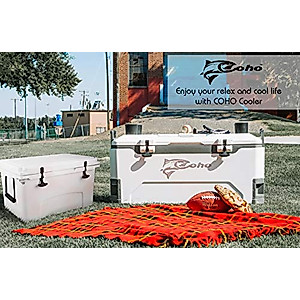 COHO Quick and Cool 55QT Rotomolded Cooler | Beverage Cooler and Camping Cooler for Beach, Kayak, Hiking, Outdoor, and Travel | Insulated Cooler and Heavy Duty Cooler and Ice Box | 55 Qt