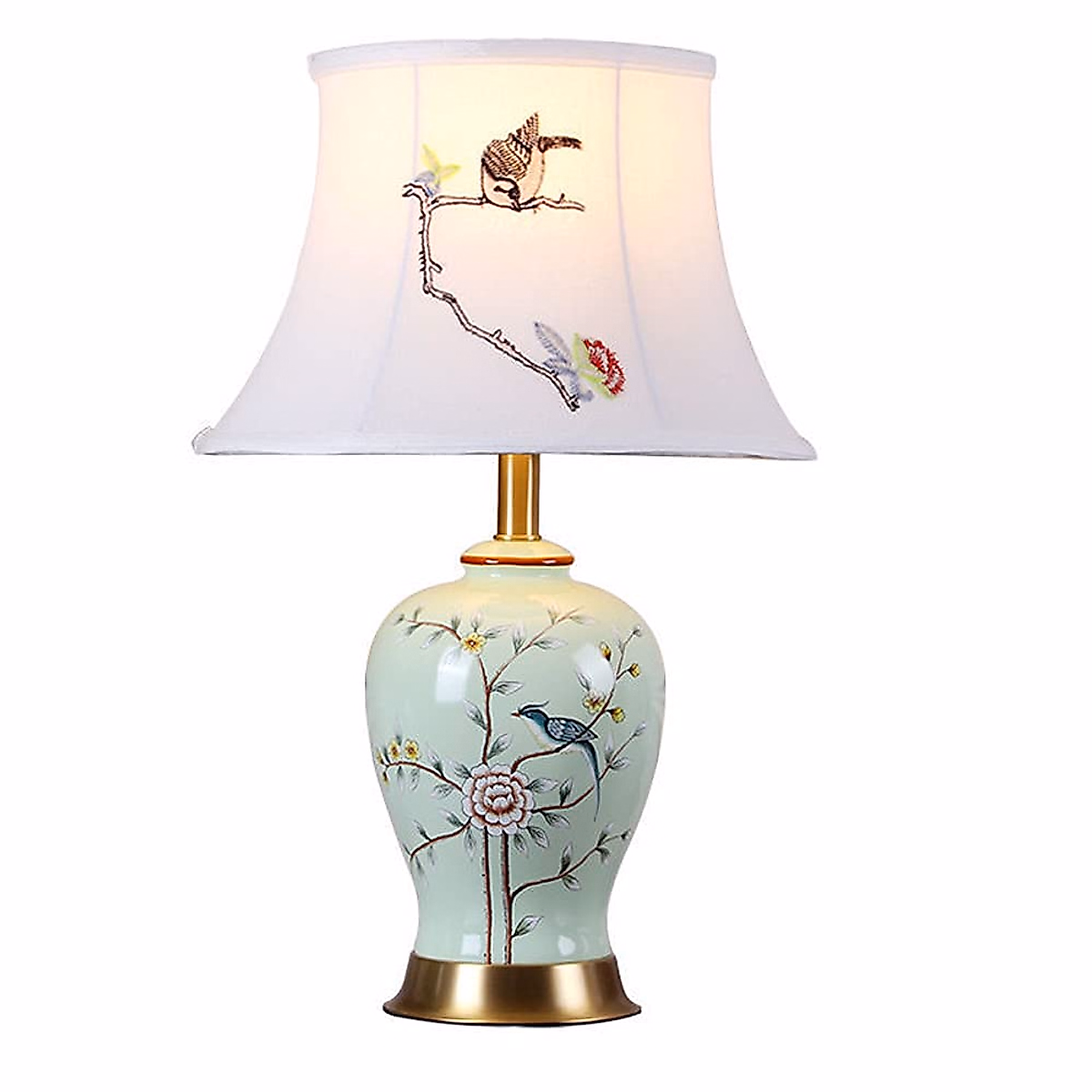 GaRcan Large Oriental Ceramics Table Lamp Creative Handmade Painting Table Lamps China Antique Vase Bedroom Desk Lamp Large Table Lamps for Living Room End Table