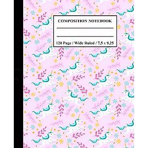 Unicorn Composition Notebook: Lined Paper Wide Ruled For Kids, Teens, Girls, Boys, And Students | Black And White, Mini, Purple Composition Notebook | Primary Journal Grades K-2