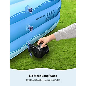 Inflatable Swimming Pool, Rectangle Above Ground Family Blow Up Pool, Swimming Pool for Kiddie Adults, Large Full-Sized Thickened Plastic Pool for Garden Backyard Outdoor