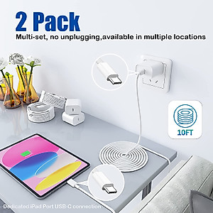 EzonEZoff 2Pack 20W Fast Charger Charging with 10ft Type C to C Cable Compatible for IPhone 15/Pro Max/iPad Pro 12.9/11 inch 22/21/20/18,iPad Air 5th
