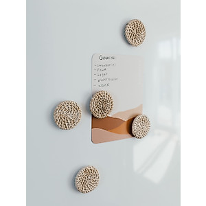 SiennaFox Rattan Fridge Magnet Large Ceramic 1.18in Magnets Boho Home Decor Office Decoration whiteboard Decorative Kitchen Locker Magnetic Aesthetic (Ivory Set of 5)