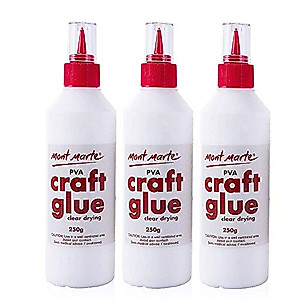 Mont Marte PVA Glue Craft Glue, Fine Tip 250g-3 Pack