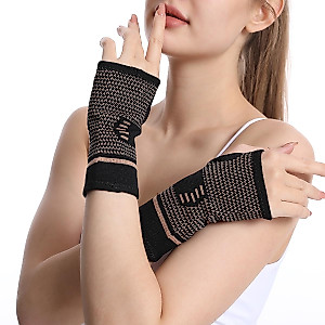 KEPHTELAN Wrist Brace for Carpal Tunnel Relief Night Support,Wrist Compression Sleeve (Pair)-Wrist Brace Right Left Hand for Working Out, Tendonitis, Women Men (Medium, Cooper)