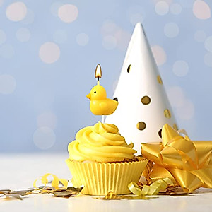 Coume 9 Pieces Yellow Duck Cake Candles Duck Birthday Decorations Cute Little Duckie Cupcake Candles for Kids Theme Birthday Party Baby Shower Decorations