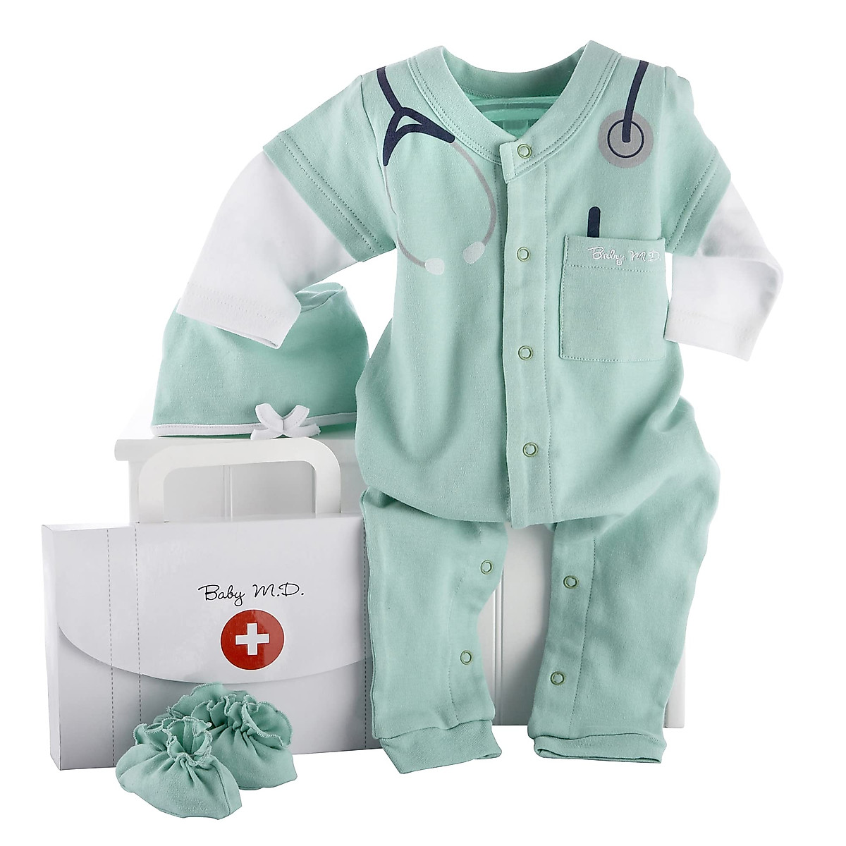 Baby Aspen, Baby M.D. Three-Piece Layette Set in"Doctor's Bag" Gift Box, 0-6 Months