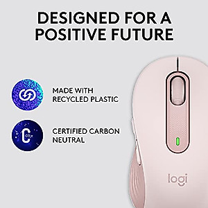 Logitech Signature M650 Wireless Mouse - For Small to Medium Sized Hands, 2-Year Battery, Silent Clicks, Customizable Side Buttons, Bluetooth, for PC/Mac/Multi-Device/Chromebook - Rose
