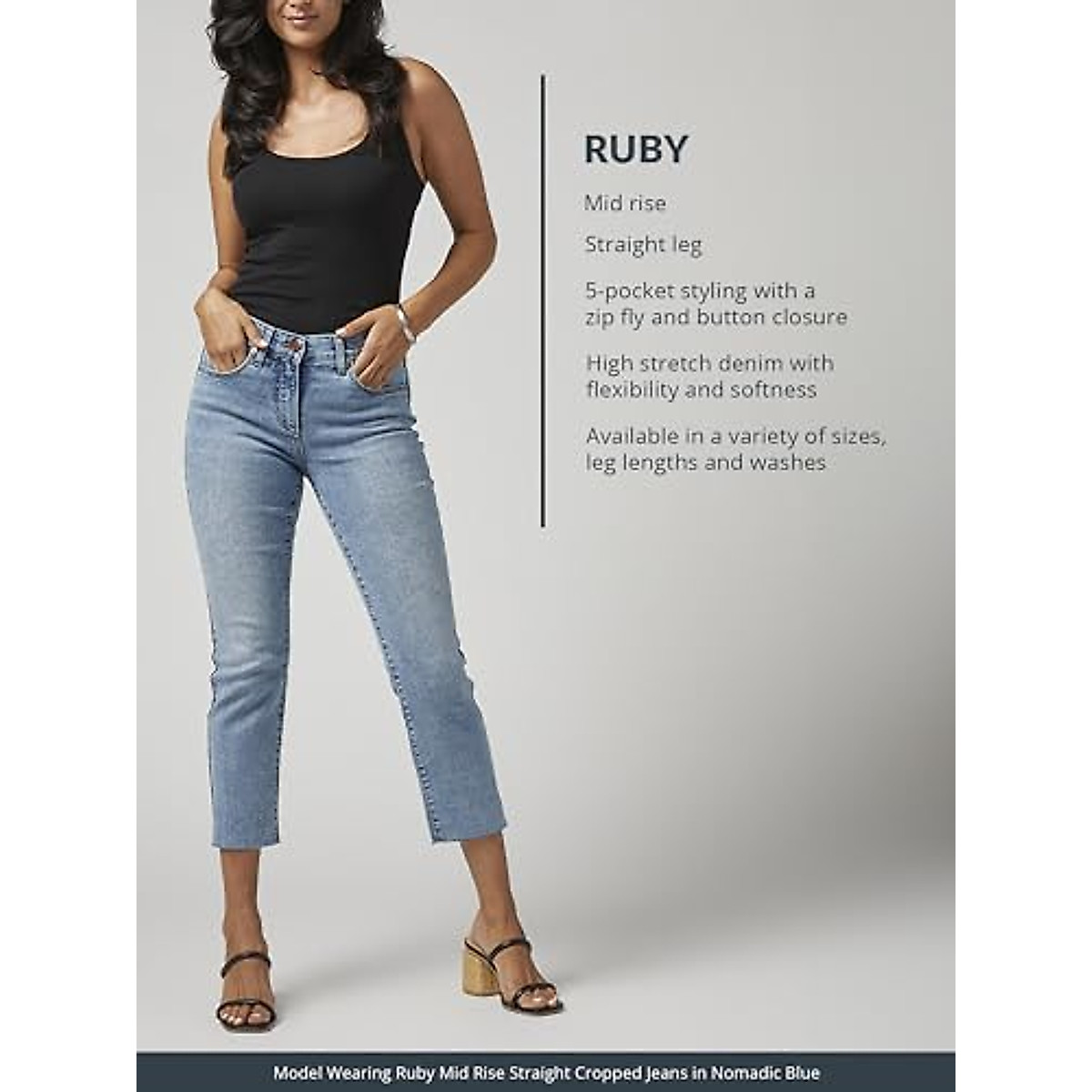 JAG Jeans Women's Plus Size Ruby Mid Rise Straight Leg Jeans, Thorne Blue, 16 Plus