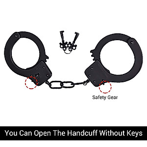 Bedsecret Handcuffs Double Lock Steel Police Edition Professional Grade Handcuffs,Hand Cuffs Cop with Keys（black）