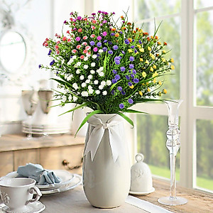 Sunm Boutique Artificial Baby's Breath Flowers, Gypsophila Bouquets Artificial Flowers Real Touch Baby Breath Flowers Bouquets for Garden Wedding Bridal Home Decor, 11.8 inches, Multi-Colour