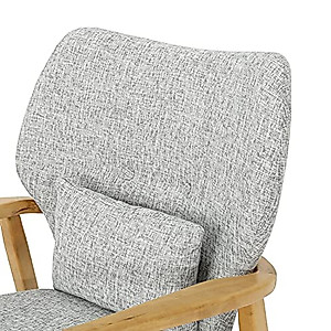 Christopher Knight Home Benny Mid-Century Modern Fabric Rocking Chair, Light Grey Tweed / Light Walnut