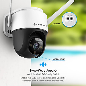 Amcrest 4MP Outdoor PT WiFi IP Camera Pan Zoom (Digital 16x) SmartHome WiFi Camera Security Speed Dome, Motorized Tilt, 98ft Nightcolor, (2.4Ghz), 107º FOV, IP66, 4MP, ASH47-W