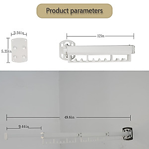 FCWVP Clothes Drying Rack Foldable Space Saving Laundry Hanger White Color Rack Clothing Wall Mounted Retractable,Collapsible(Tri-Fold)
