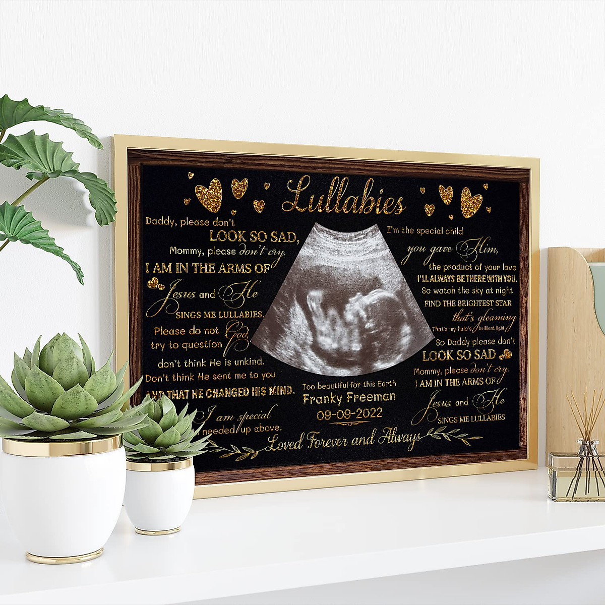 HANIKID Personalized Baby Memorial Canvas Too Beautiful For This Earth Wall Art Poster Gift For Loss Of Stillborn Infant Miscarriage Child In Loving Memory Remembrance Sympathy Idea For Grieving Mom