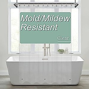 Mrs Awesome Shower Curtain Liner with Magnets: 72 x 72 Clear PEVA Plastic Shower Curtain for Bathroom, Lightweight & Waterproof, 72 x 72, Clear