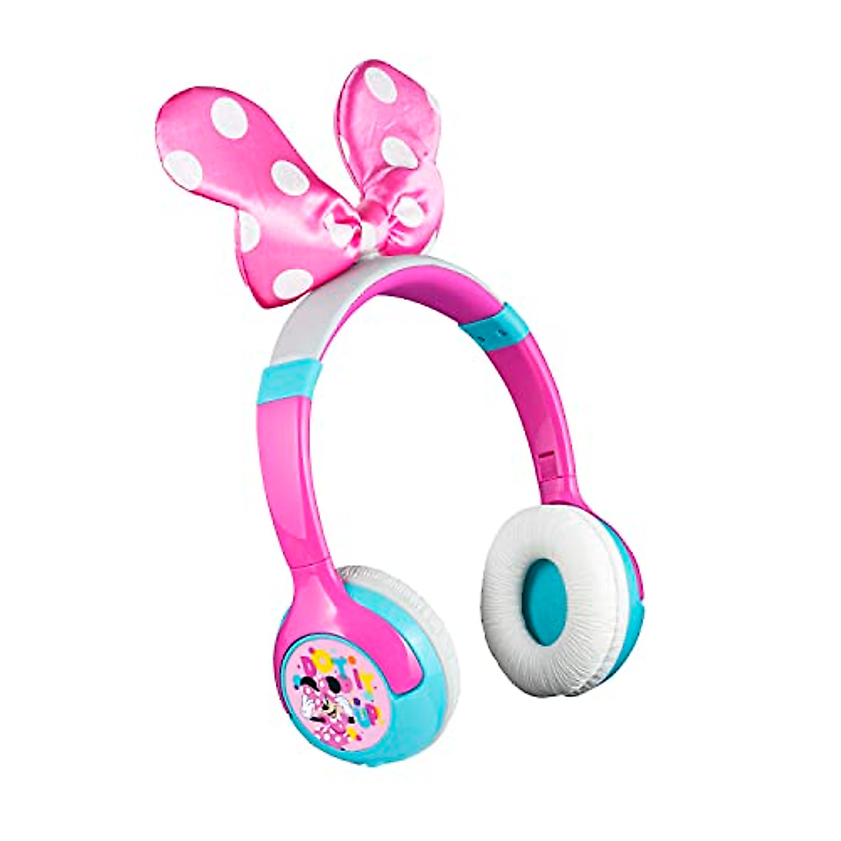eKids Minnie Mouse Kids Bluetooth Headphones, Wireless Headphones with Microphone Includes Aux Cord, Volume Reduced Kids Foldable Headphones for School, Home, or Travel