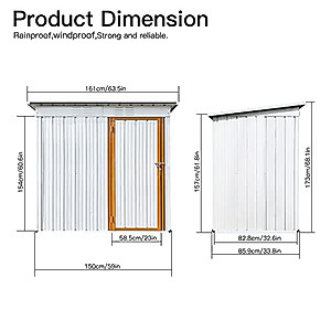 Metal Outdoor Storage Shed 5FT x 3FT, Steel Utility Tool Shed Storage House with Door & Lock, Metal Sheds Outdoor Storage for Backyard Garden Patio Lawn (5' x 3') White+Black