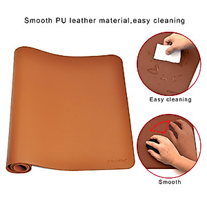 ZORESYN XL Large Mouse Pads (35.4"x15.8") - PU Leather Large Gaming Mousepad Desk Mat - Nonslip Base and Waterproof Desktop Keyboard Extended Mouse Mat (Light Brown, X-Large)