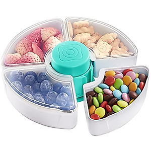 HEETA Baby Food Storage Container, Snack Box for Kids with 4 Removable Compartment and Lids, Reusable Snack Containers, Food Grade PP Material, BPA & PVC Free (Green)