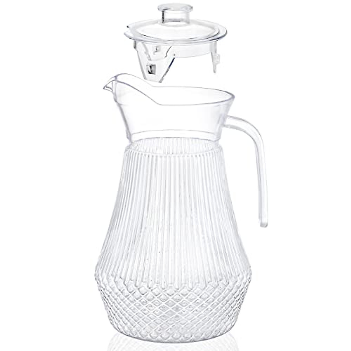 Lawei 2 Pack 50 Oz Acrylic Pitcher, Clear Plastic Water Pitcher with Lid and Spout, Iced Tea Pitcher Beverage Containers for Fridge, Juice, Sangria, Lemonade, Heat-resistant, Shatter-proof, BPA-Free
