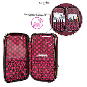 Nicole Lee Cosmetic Makeup Brush Organizer Zip Bag, Multiple Travel Compartments, Removable Wristlet Strap (Success in New York)