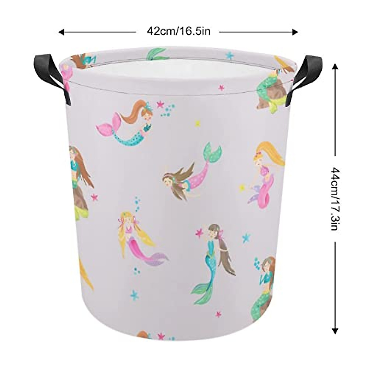 Mermaid Large Laundry Basket Hamper Bag Washing with Handles for College Dorm Portable