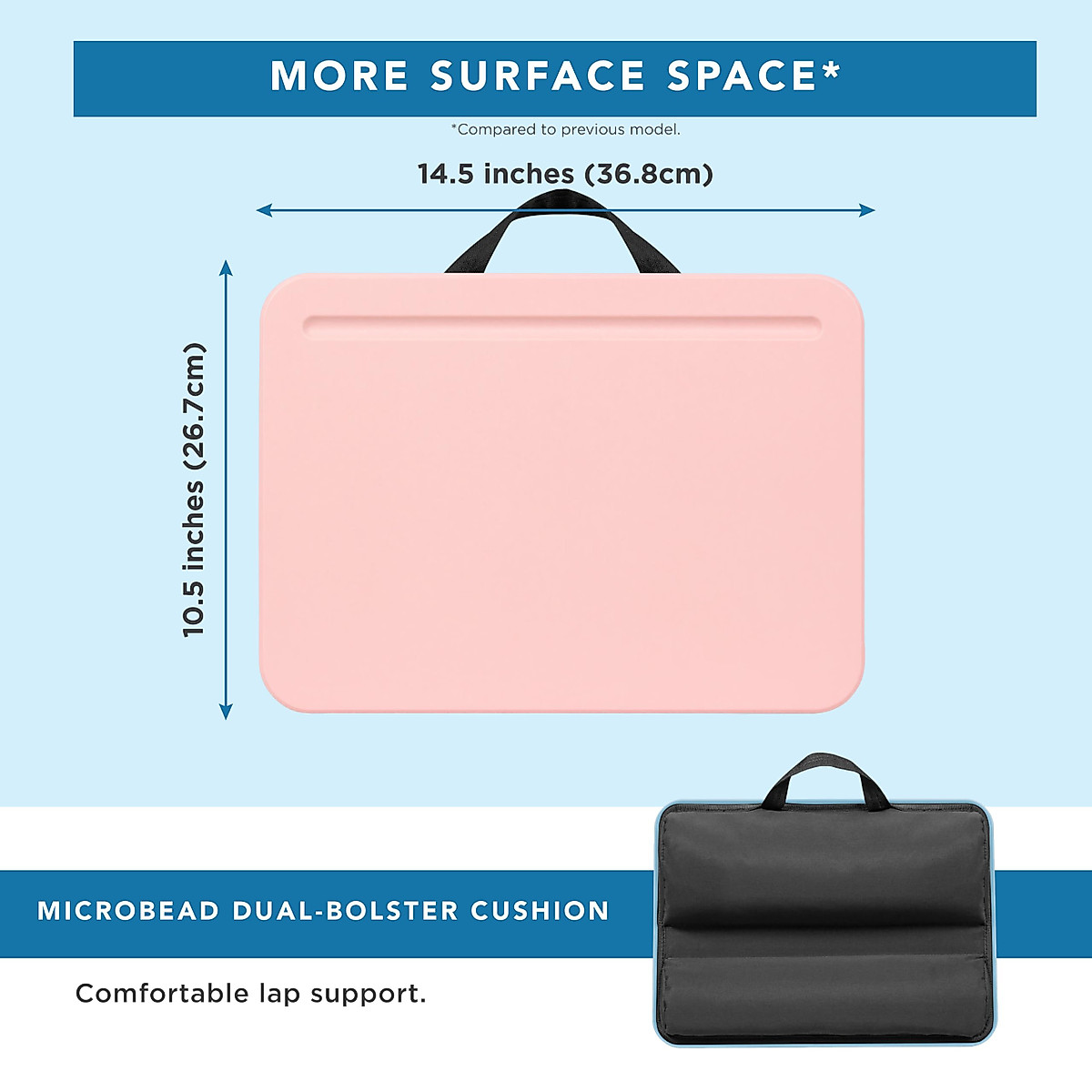 LapGear Compact Lap Desk - Rose Quartz - Fits Up to 13.3 Inch Laptops - Style No. 43104