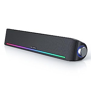 Computer Speakers, Hi-Fi Sound Quality Computer Sound Bar, Bluetooth 5.0 & 3.5mm Wired PC Speakers with 4 Dynamic Lighting Modes, USB Powered Speakers for PC, Desktop, Laptops, Phones, Monitors, Xbox