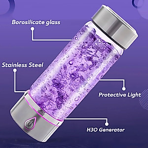 H3O Hydrogen Water Bottle - Hydrogen-Infused Water Machine with Built-in Purple Protective Light - Portable Water Ionizer for Hydration, Energy, Sleep Quality - with SPE/PEM Technology