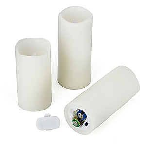 Flameless Flickering Battery Operated Candles 4" 5" 6" 7" 8" 9" Set of 9 Ivory Real Wax Pillar LED Candles with 10-Key Remote and Cycling 24 Hours Timer (Ivory 9 Pack)