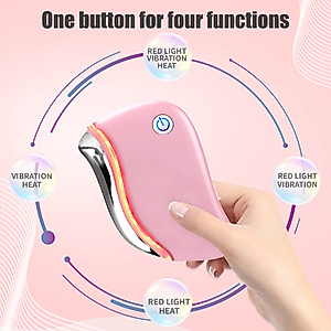 Aikertec Heat Electric Gua Sha Tool, 4-in-1 Multi-Function Anti-Aging Face Massager, Facial Contouring & Firming, Double Chin, Awakening Skin, Deep Treatment