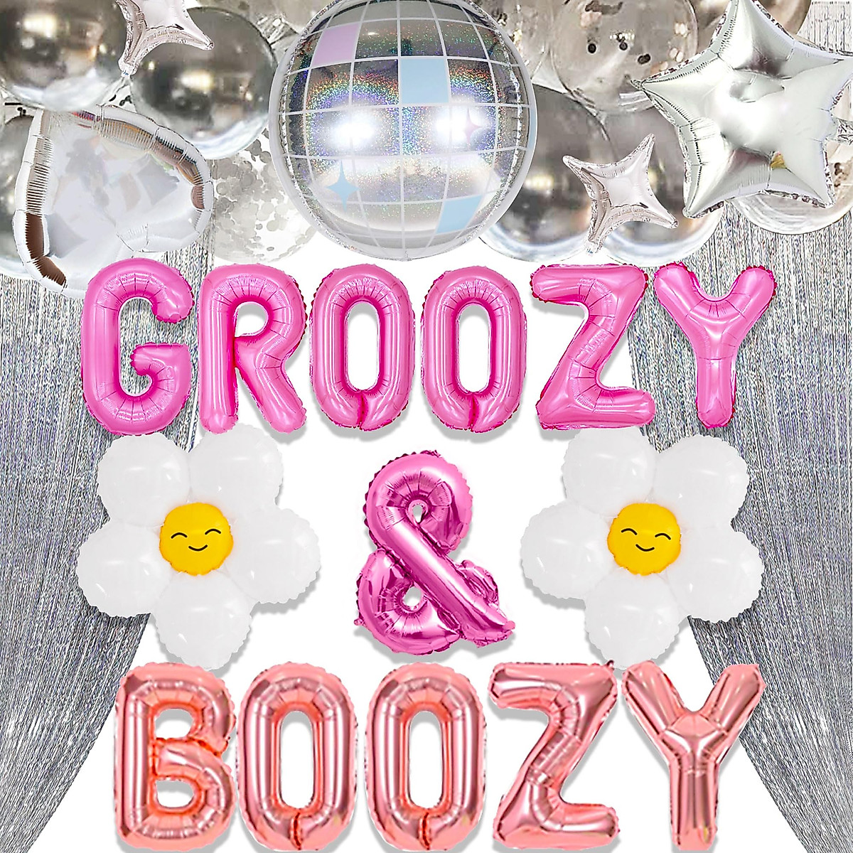 JeVenis Groovy & Boozy Balloons Groovy and Boozy Bachelorette Party Decoration Groovy and Boozy Sign Groovy Bachelorette Party Decoration Groovy Flower Bridal Shower Decorations