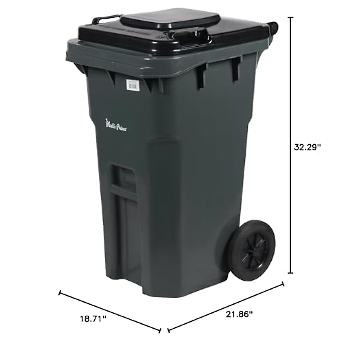 27 Gallon Step-On Rollout Trash Can with Lid and Wheels - Large Outdoor Plastic Rolling Garbage Can - Commercial Heavy-Duty Container Barrel, Gray